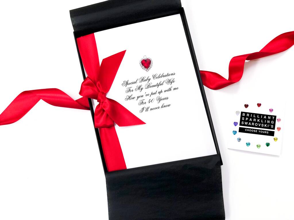 Bedazzled Ruby Wedding Personalised Anniversary Card By The Luxe Co ...