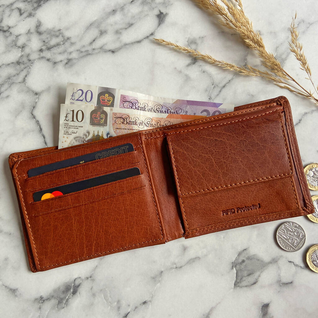 Rich Tan Leather Wallet With Rfid Protection By Holly Rose