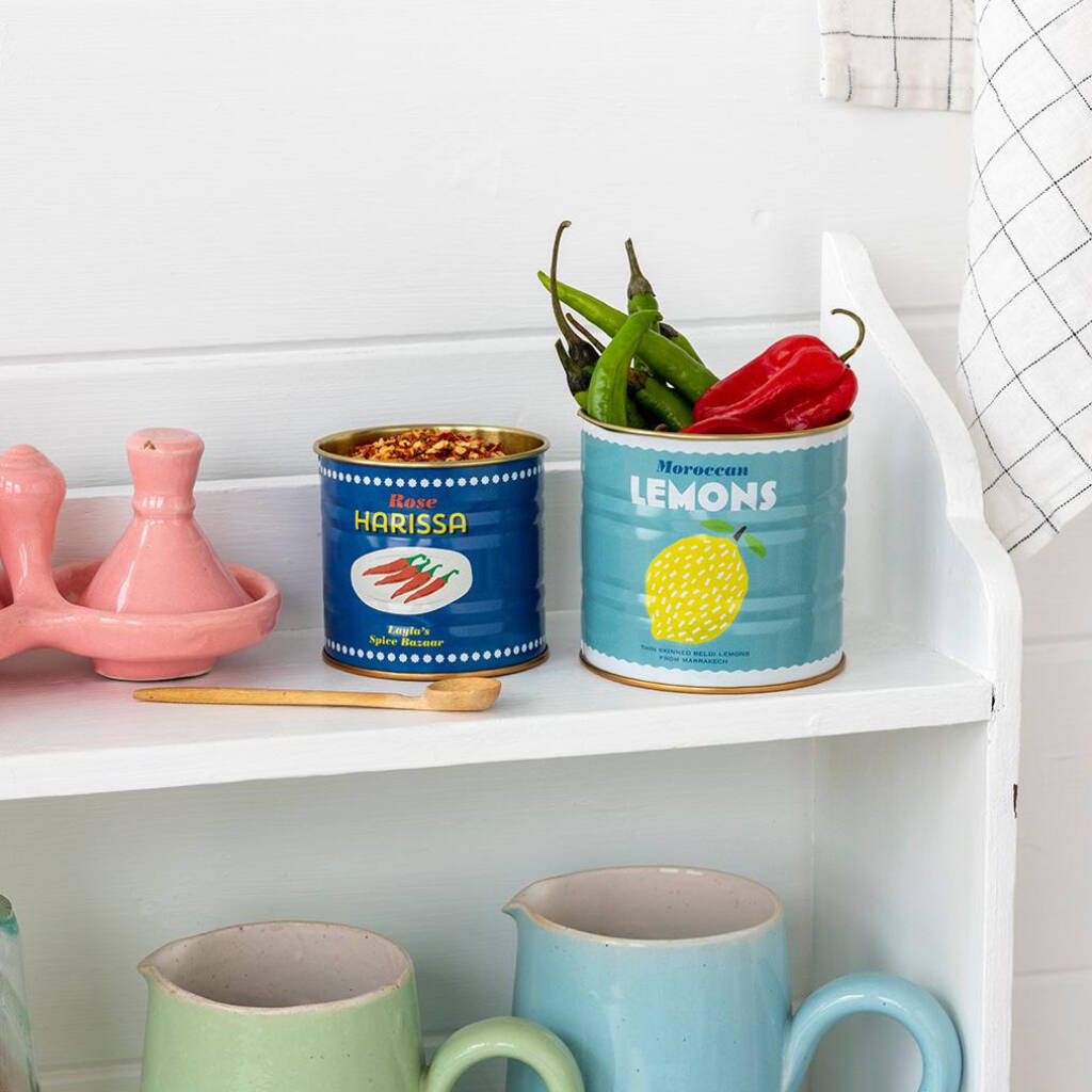 Set Of Two Lemons And Harissa Mini Storage Tins By Posh Totty Designs ...