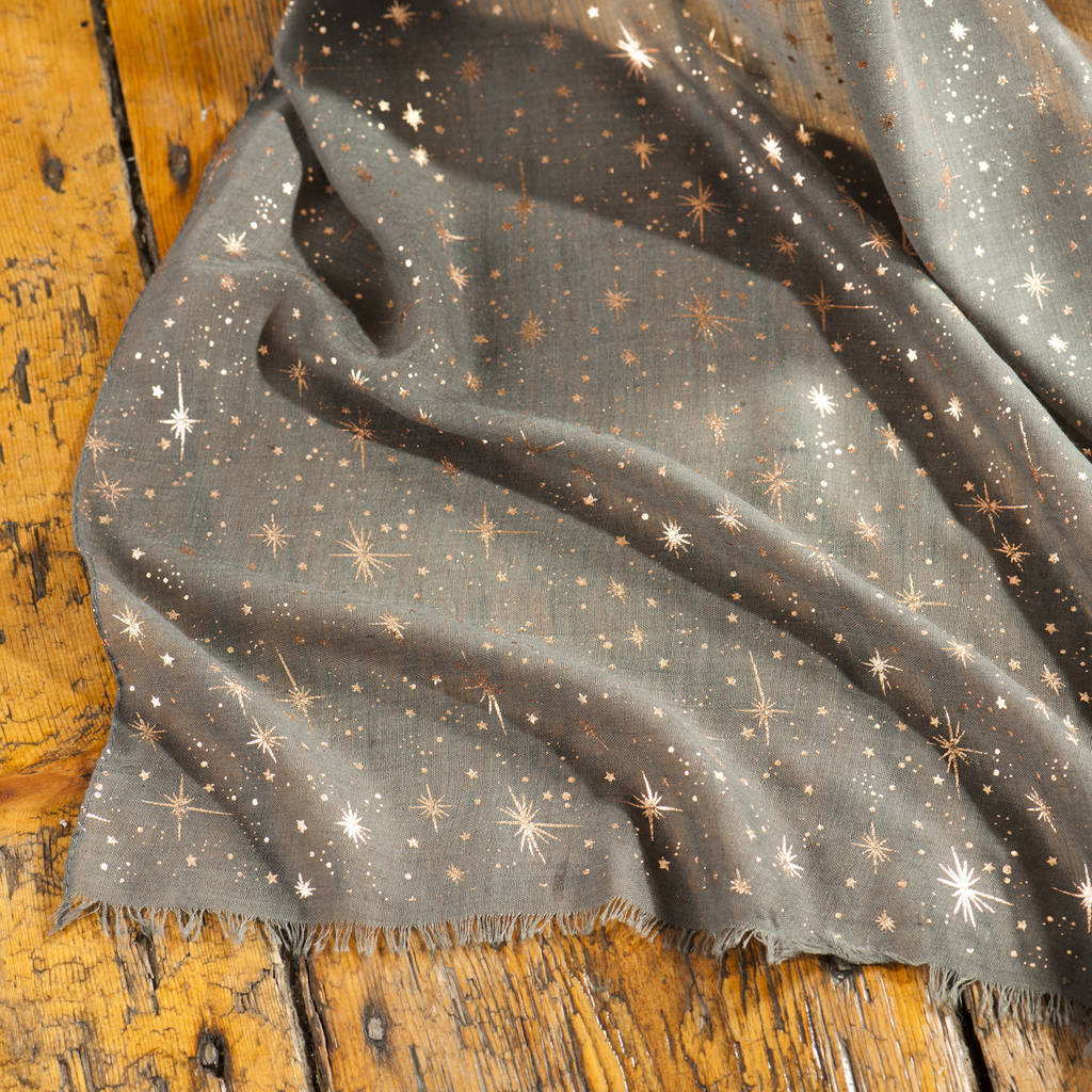 Charcoal Grey Rose Gold Star Print Scarf By EVY Designs ...