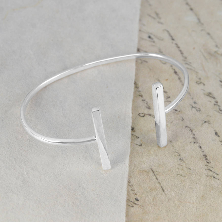 Adjustable Solid Sterling Silver Double Bar Bangle By Otis Jaxon ...