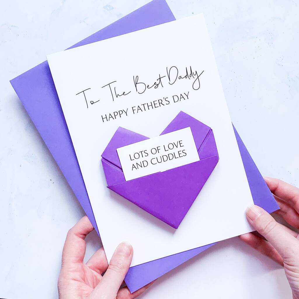 Father's Day Origami Heart Personalised Card By Ruby Wren Designs