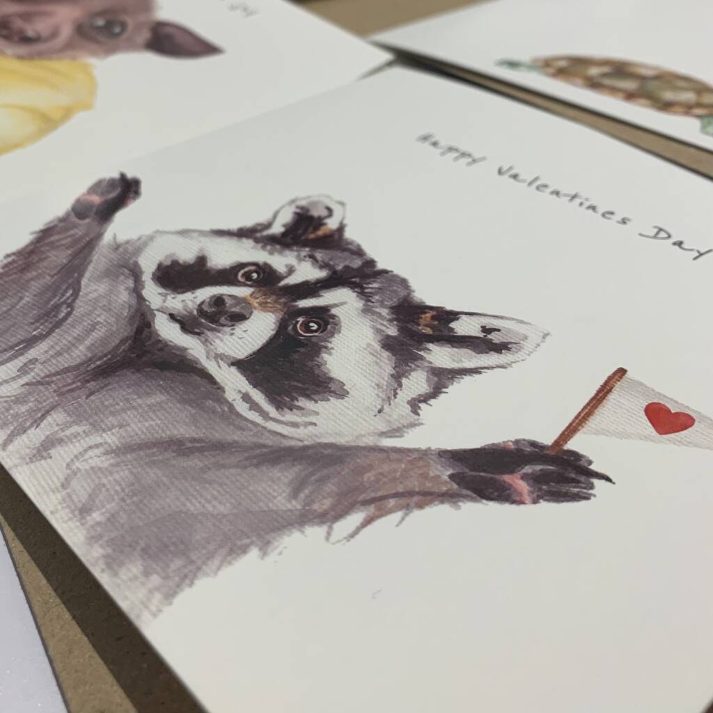 Raccoon Valentine's Card By lil wabbit | notonthehighstreet.com