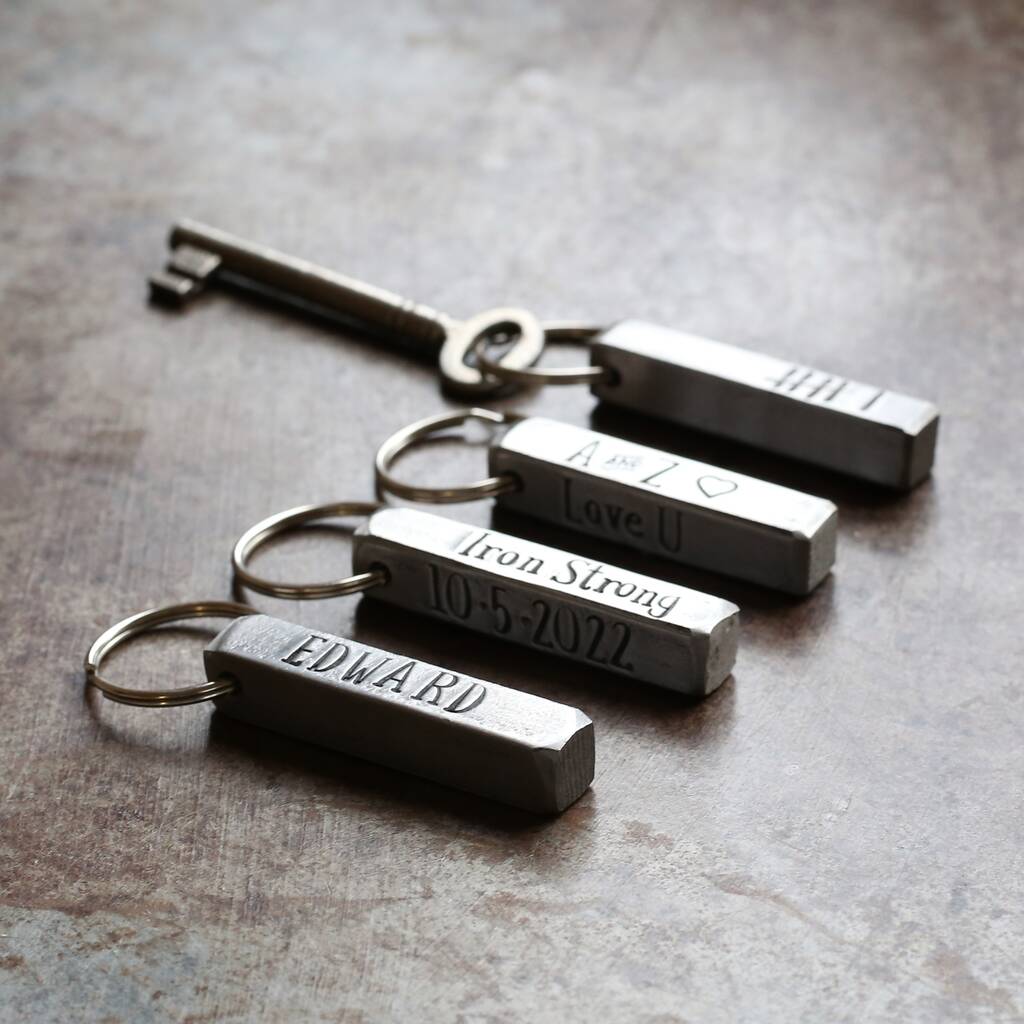 Personalised Steel Bar Keyring For 11th Anniversary By Coach House ...
