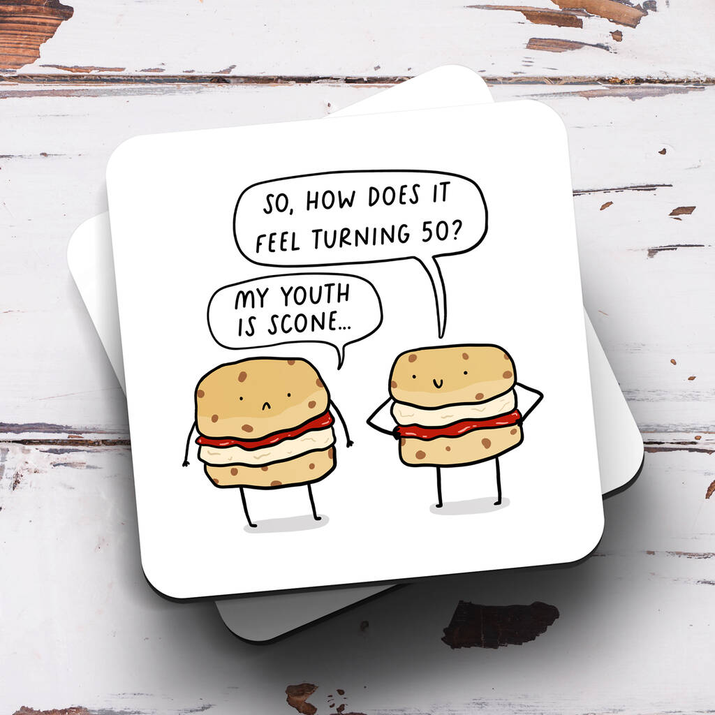 Funny 50th Birthday Coaster 'My Youth Is Scone' By Arrow Gift Co