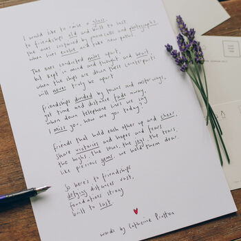 'long Distance Friendship' Original Handwritten Poem By Words By ...