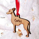 personalised greyhound wooden tree decoration by hoobynoo ...