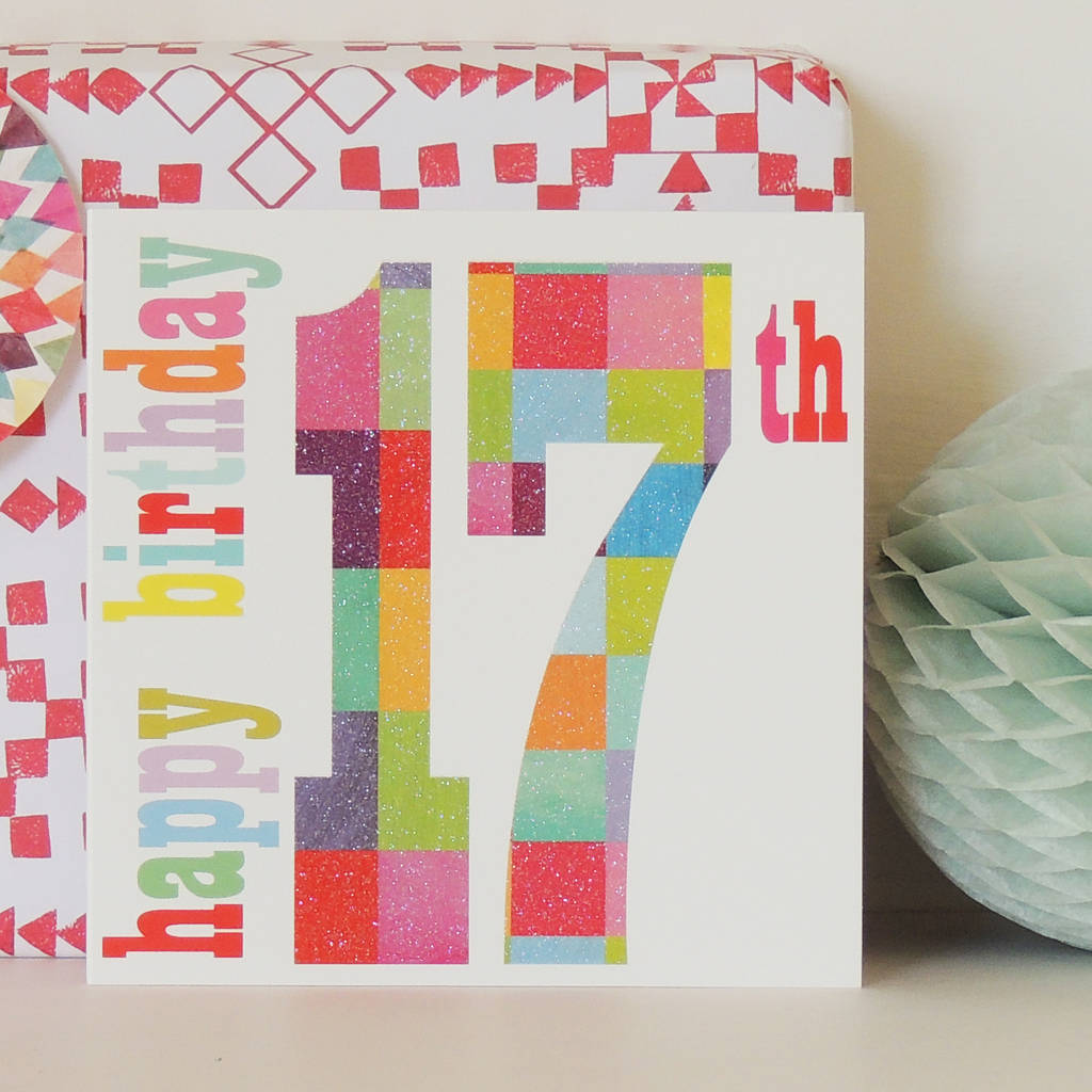 sparkly 17th birthday card by kali stileman publishing ...