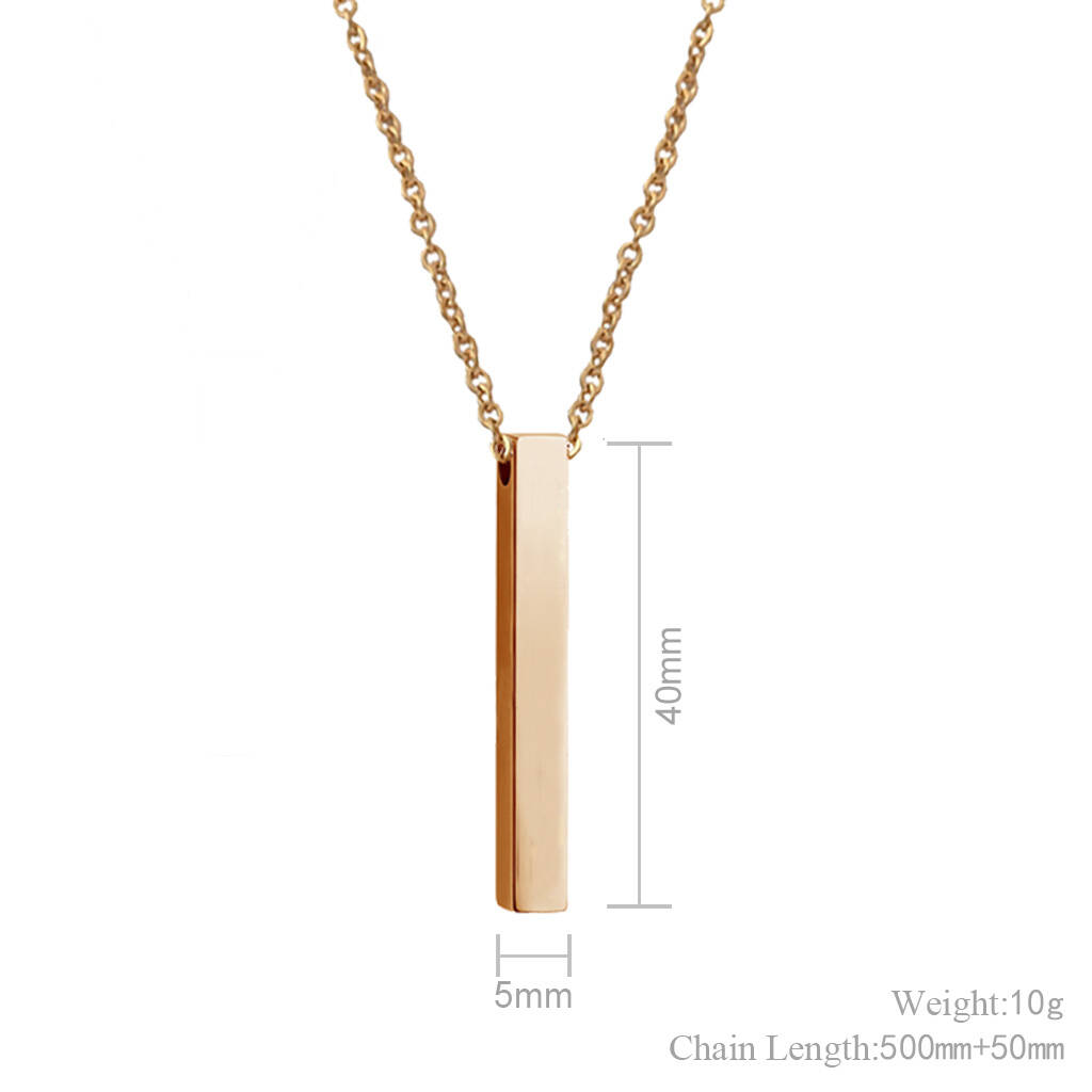 Personalised Laser Engraved 3D Rectangle Bar Necklace By Taylor Cut Co ...