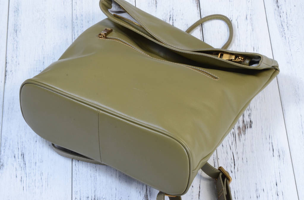 grain leather fold over backpack by eazo | notonthehighstreet.com