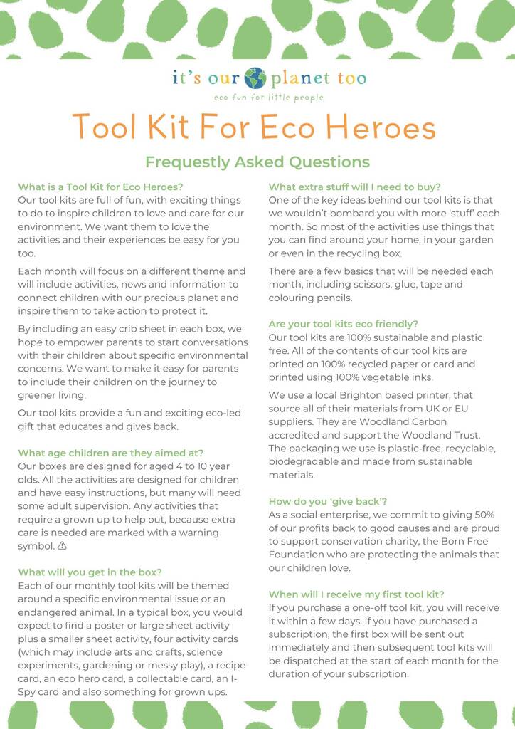 Children's Eco Activity Box: Plastic Isn't Fantastic By It's Our Planet ...