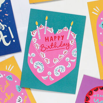 Happy Birthday Cake Greetings Card By Happy Go Lucky Stationery ...
