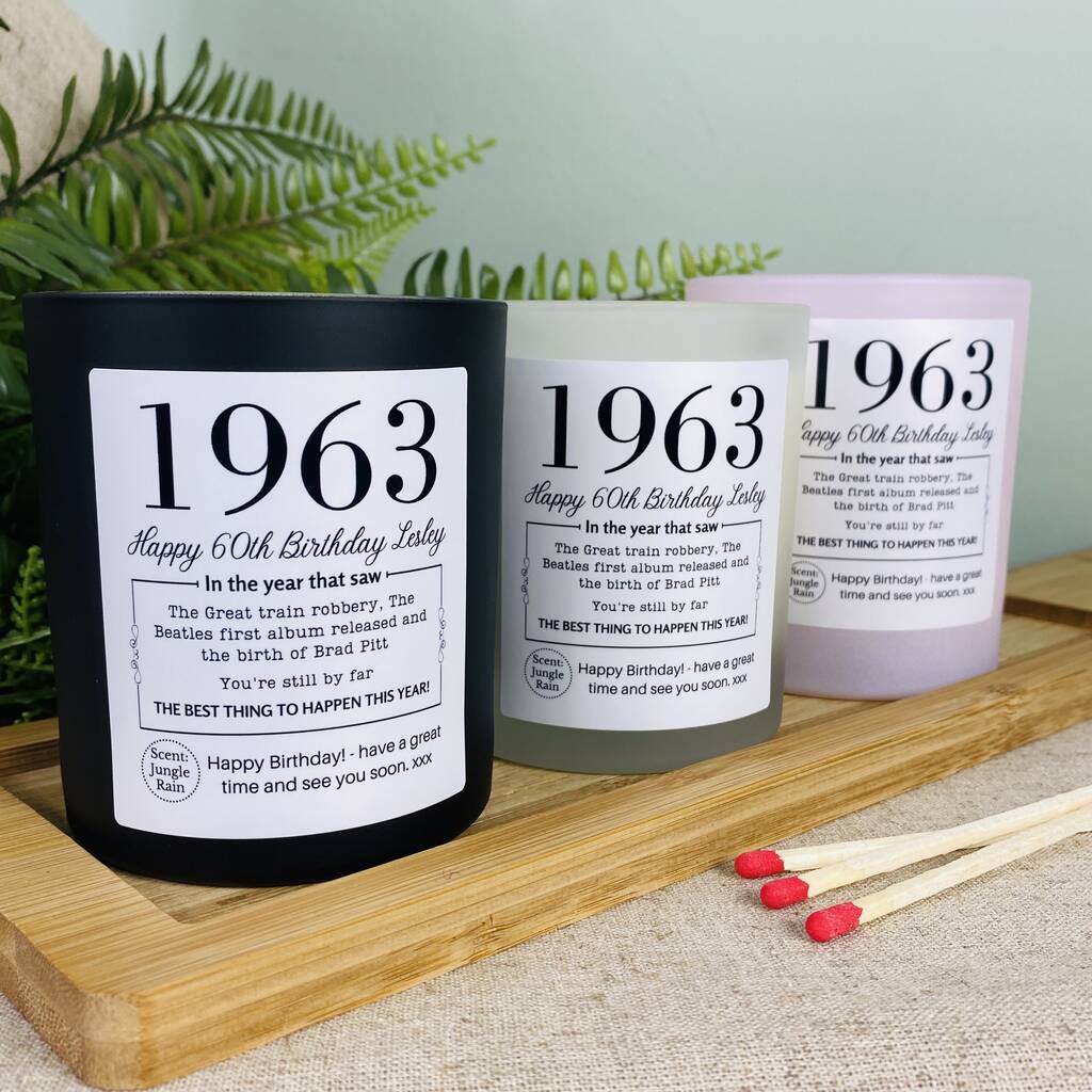 Personalised 60th 1963 Birthday Milestone Candle By The Fire Shack