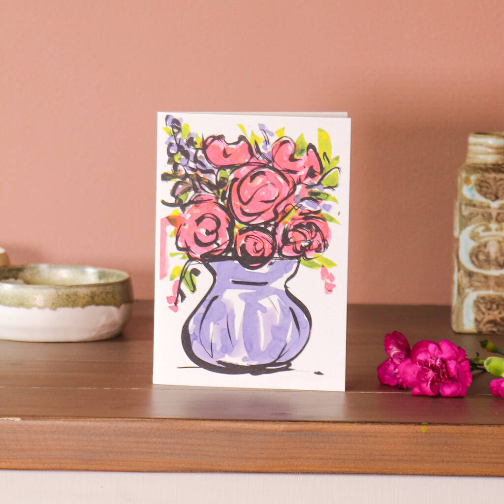 Bunch Of Flowers Greeting Card By Ella Johnston Art & Illustration ...