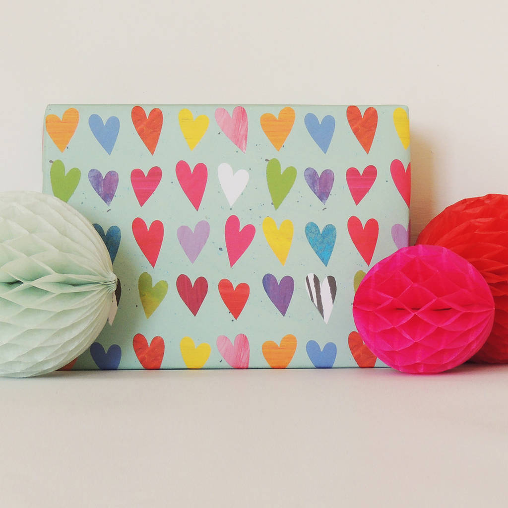 Coloured Hearts Gift Wrap Two Sheets By Kali Stileman Publishing ...