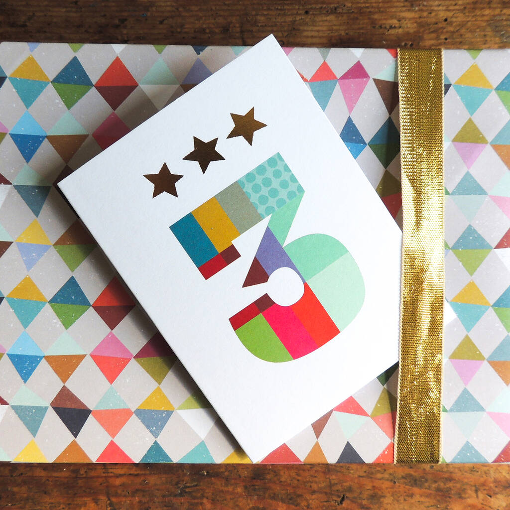 Mini Gold Star Number Three Card By Kali Stileman Publishing