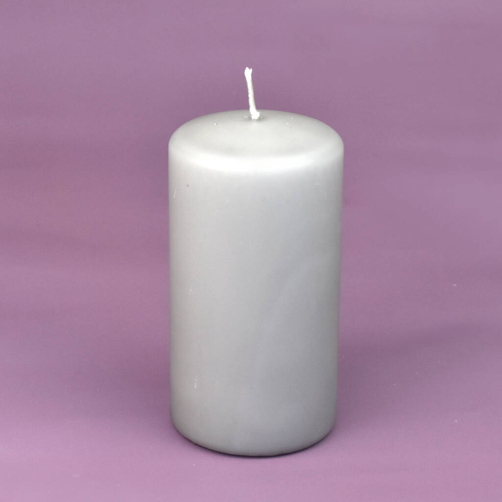 G Decor Classic Unscented White Grey Pillar Candle By G Decor ...