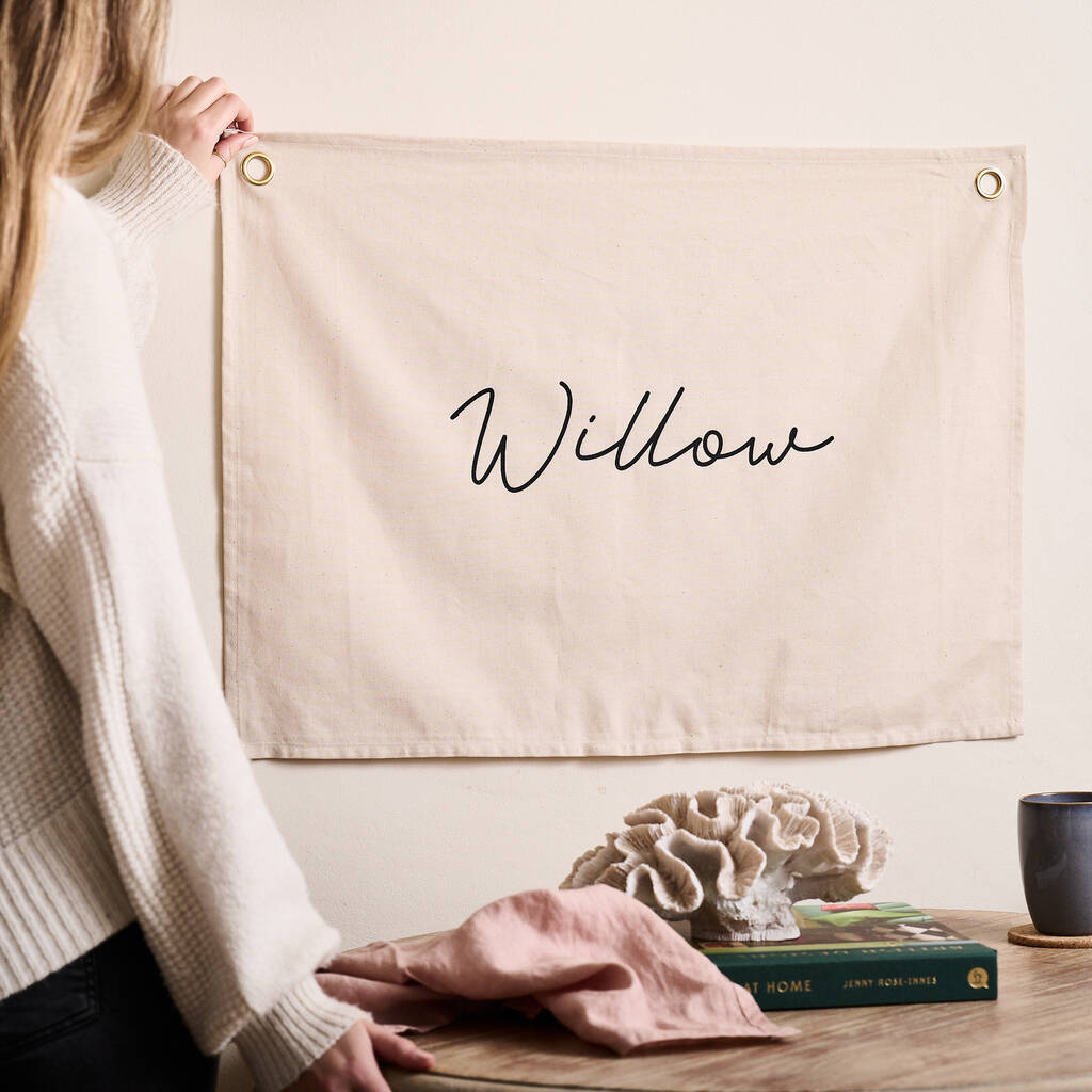 Personalised Name Linen Banner By Sunday's Daughter