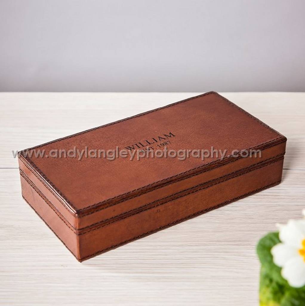 personalised leather cufflink box by ginger rose | notonthehighstreet.com