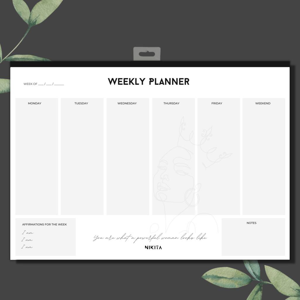 Weekly Wall Planner Note Pad, 50 Sheets By NIKITA | notonthehighstreet.com