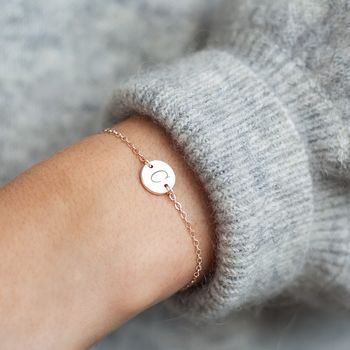 personalised initial disc bracelet by bloom boutique ...