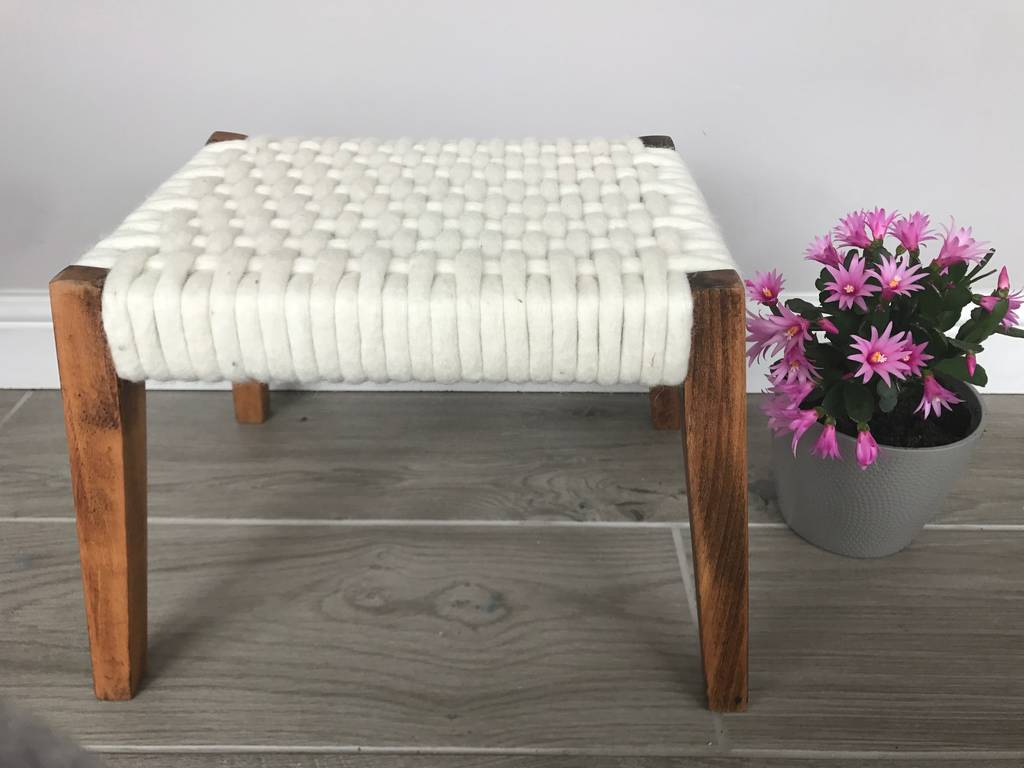 upcycled 70's woven stools with felted merino wool by perch upholstery ...