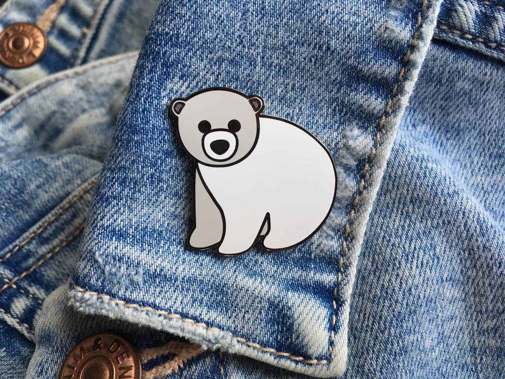 polar bear enamel pin by chameleon and co | notonthehighstreet.com