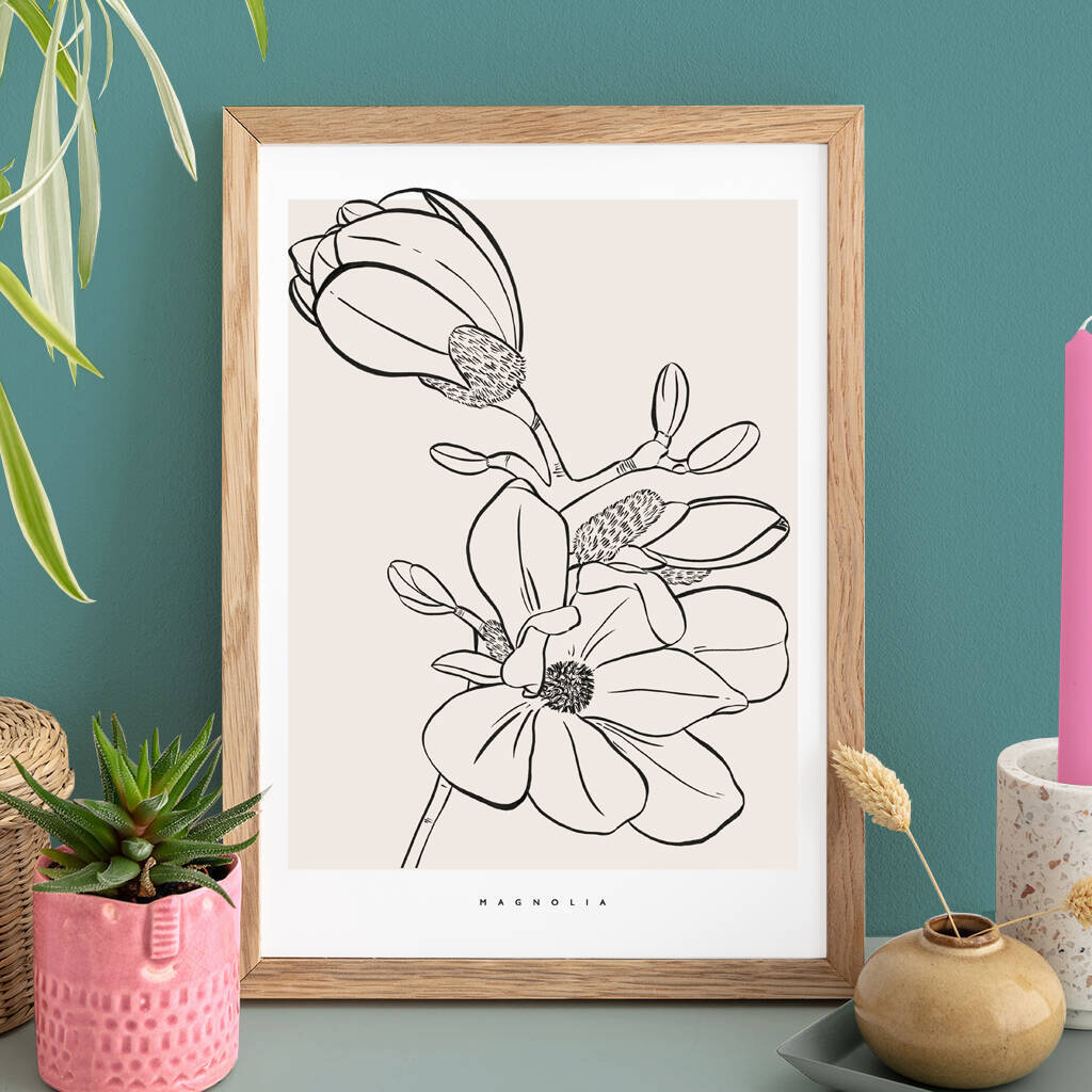 Magnolia Stem Linear Print By Otts & Co | notonthehighstreet.com