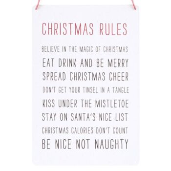 Christmas Rules Metal Sign By Grey Star Interiors