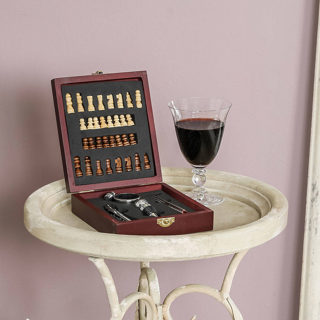 luxury personalised chess set with wine tools by dibor ...