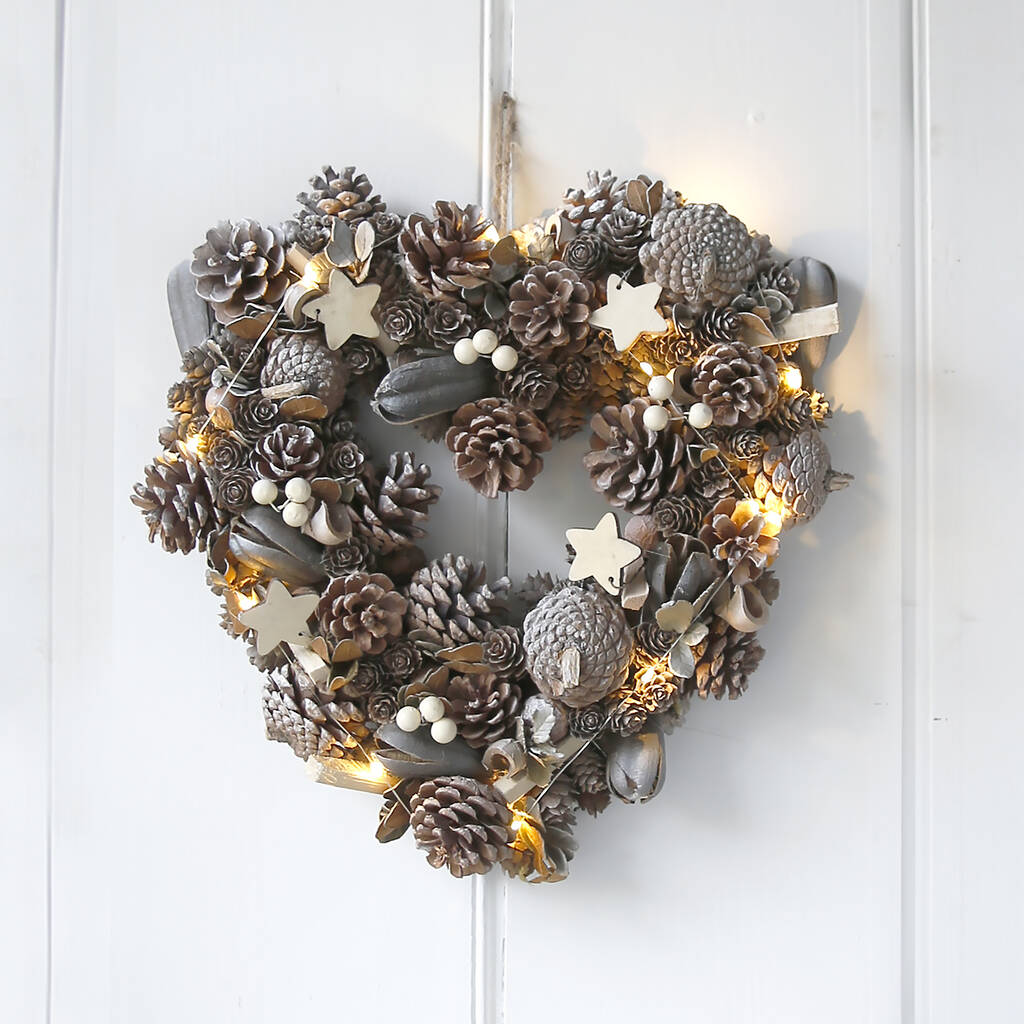 Heart Woodland And Stars LED Wreath By Clem & Co | notonthehighstreet.com