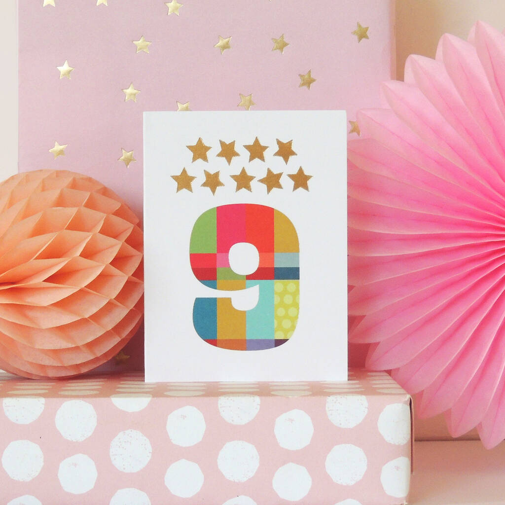 Mini Gold Star Number Nine Card By Kali Stileman Publishing ...