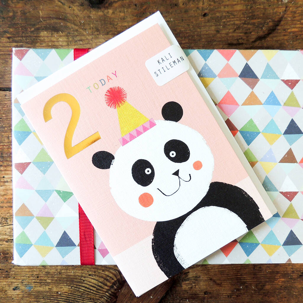 Gold Foiled Panda 2nd Birthday Card By Kali Stileman Publishing