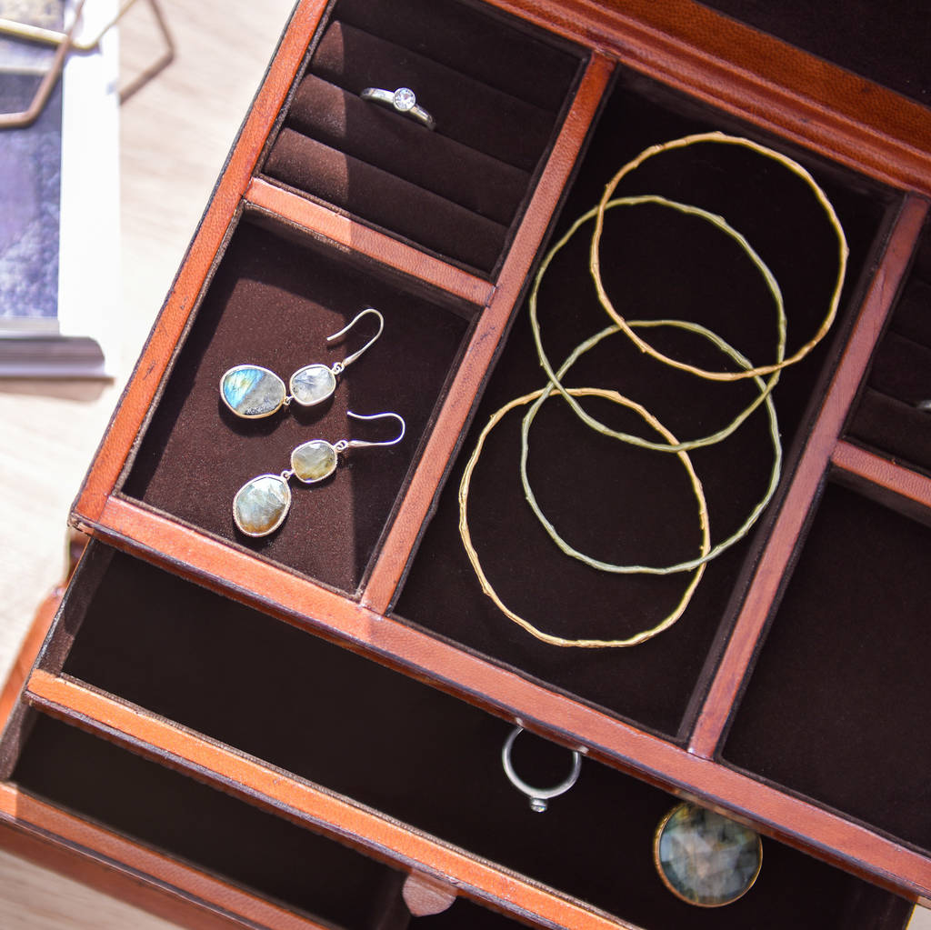 ladies personalised leather jewellery box large by ginger rose ...