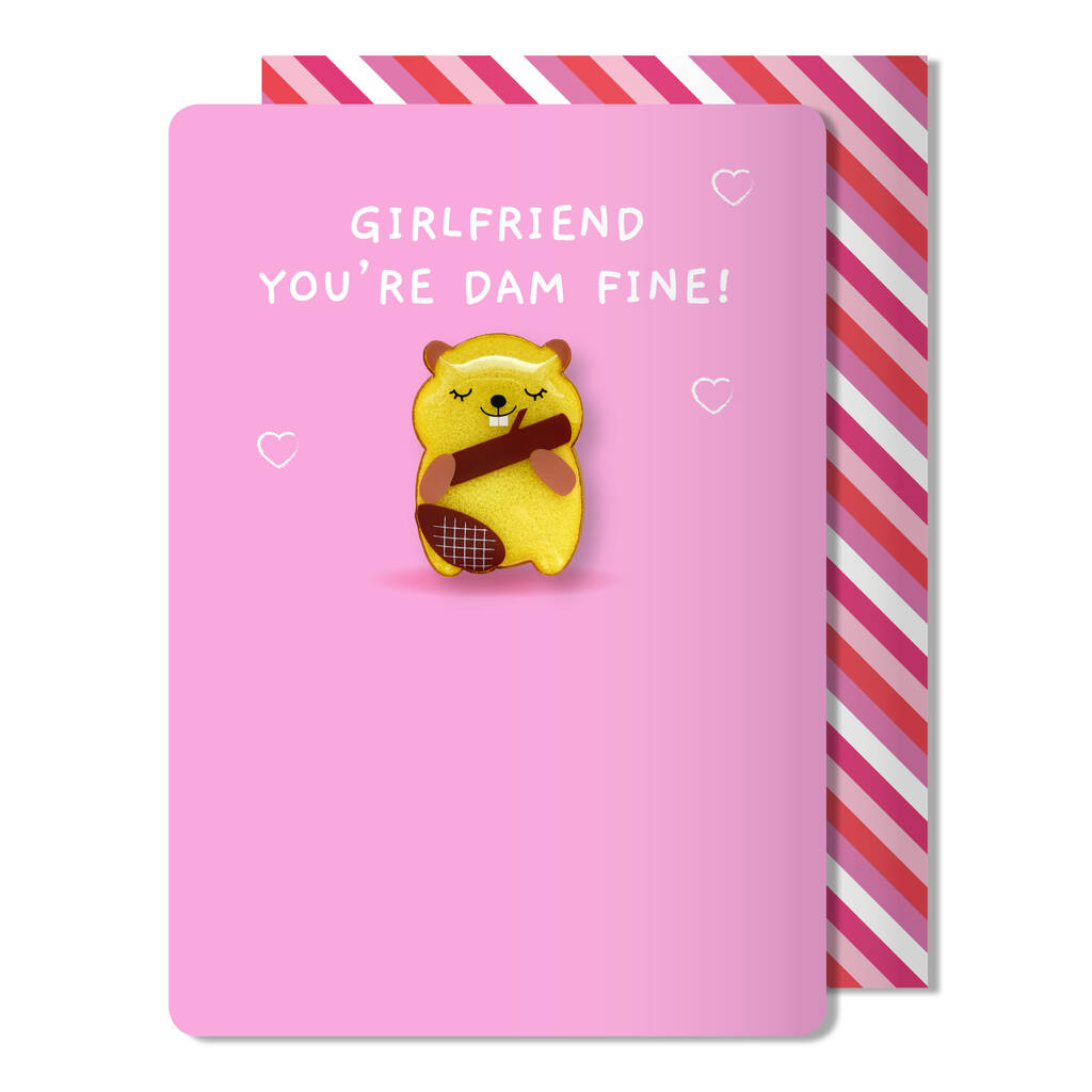 Valentine's Girlfriend You're Dam Fine Beaver Card By pango productions!