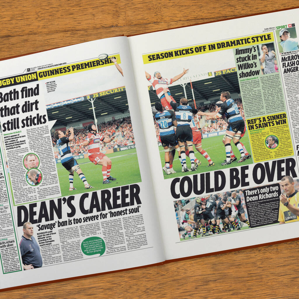 Gloucester Personalised Rugby Union Newspaper Book By Historic ...