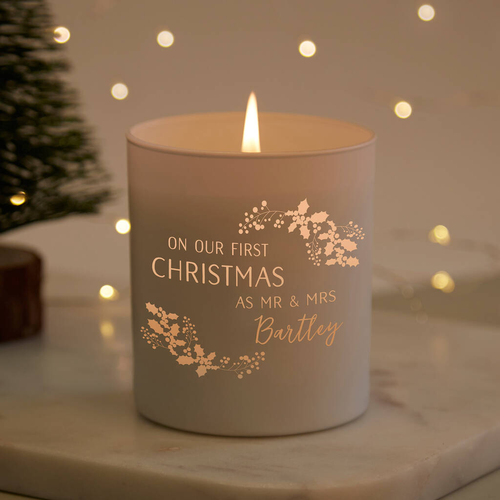 Personalised 'Our First Christmas As' Christmas Candle By Kindred Fires ...