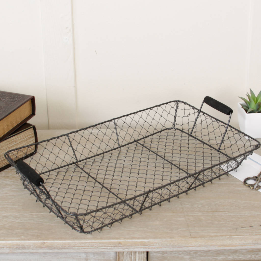 Wire Mesh Home Storage Tray With Handles By Dibor | notonthehighstreet.com