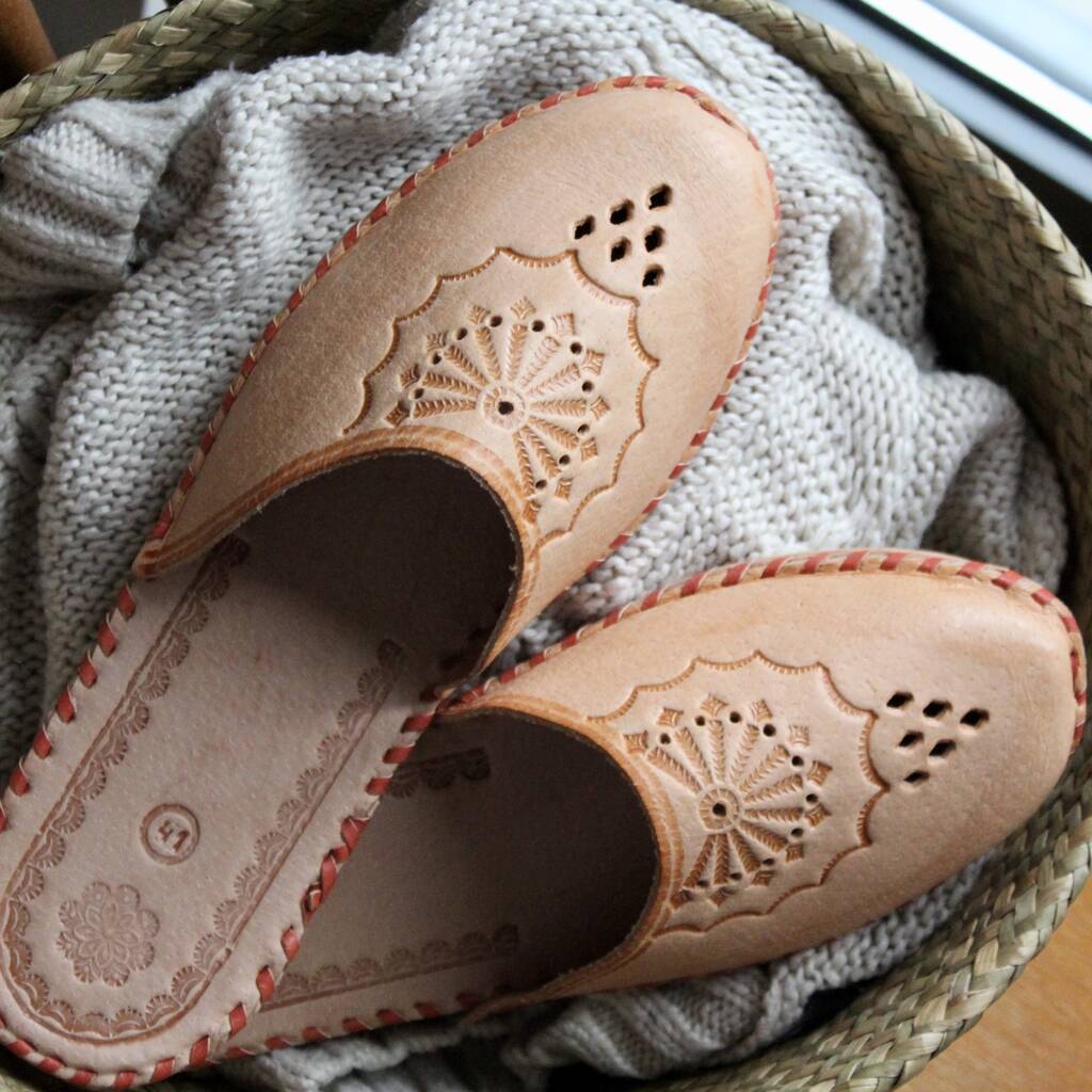 Boho Leather Slippers By So Creative Company | notonthehighstreet.com