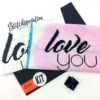 'Love You' Modern Cross Stitch Mini Kit By Stitchsperation ...