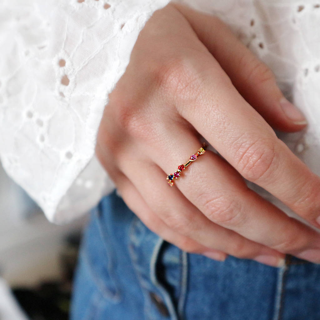 rainbow gemstone garland ring by junk jewels | notonthehighstreet.com