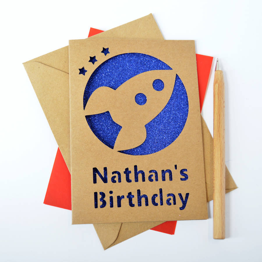 Personalised Rocket Glitter Birthday Cut Out Card By Altered Chic ...