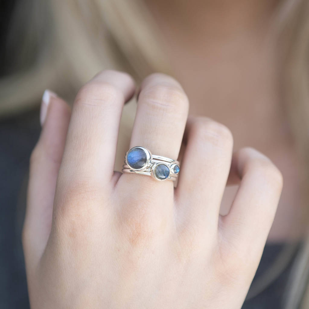 storm sterling silver stacking rings with labradorite by alison moore ...