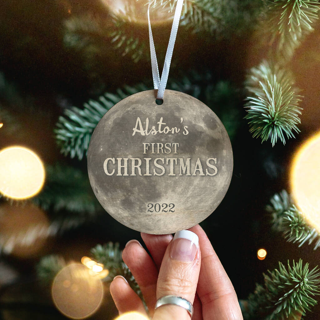 Baby's First Christmas Personalised Moon Phase Bauble By The Drifting ...
