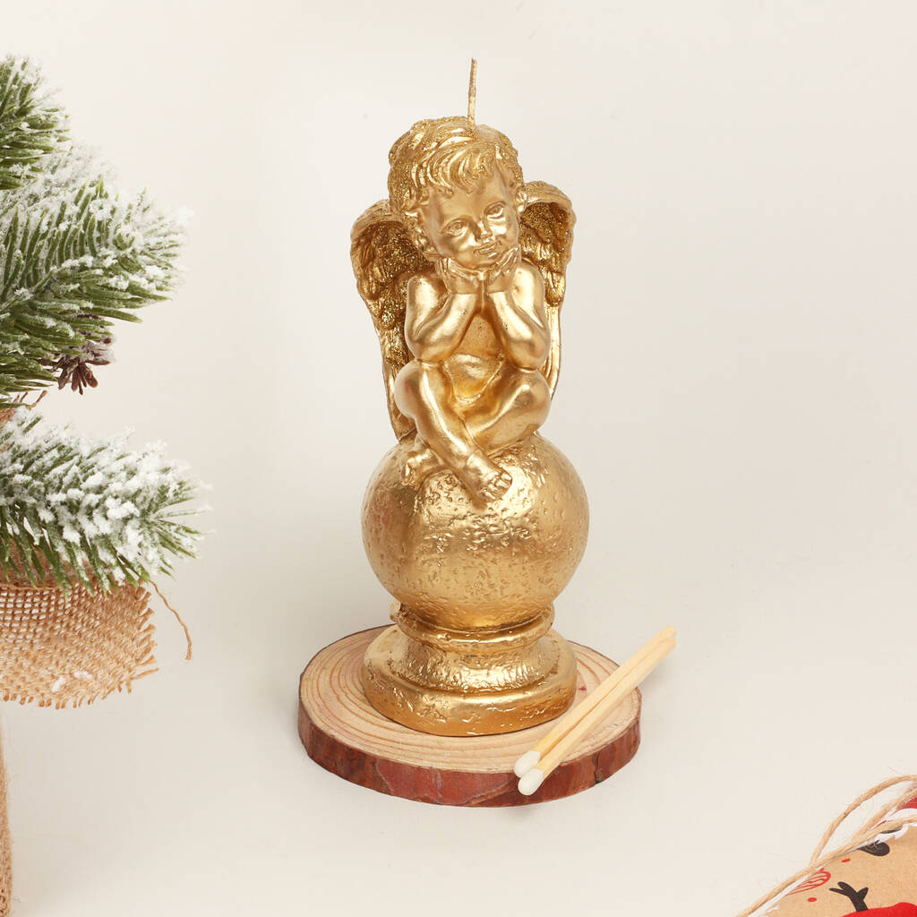 G Decor Golden Cherub Sphere Candle By G Decor
