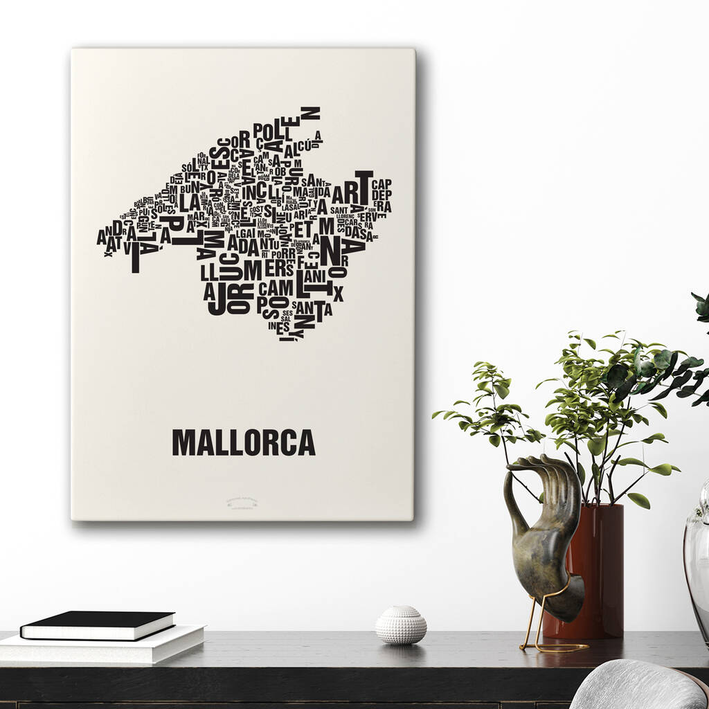 mallorca majorca letter map screen print by silk screen maps ...