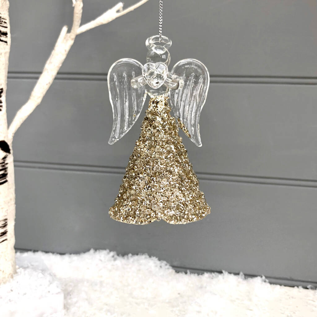Christmas Glass Angel With Sparkle Skirt By Pink Pineapple Home & Gifts ...