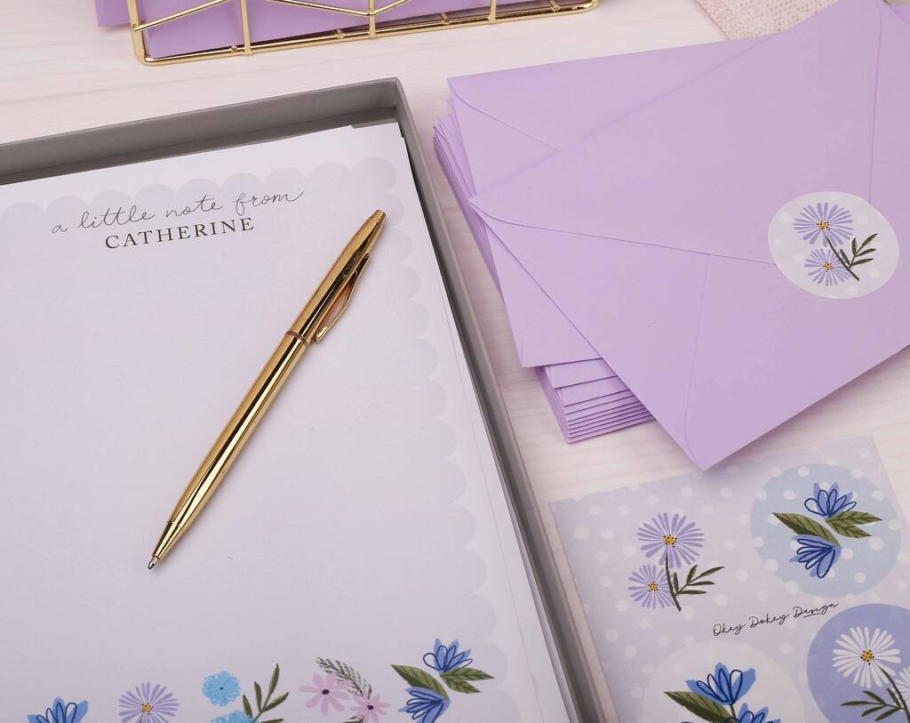 Personalised Floral Writing Paper Gift Box Set By Making Meadows ...