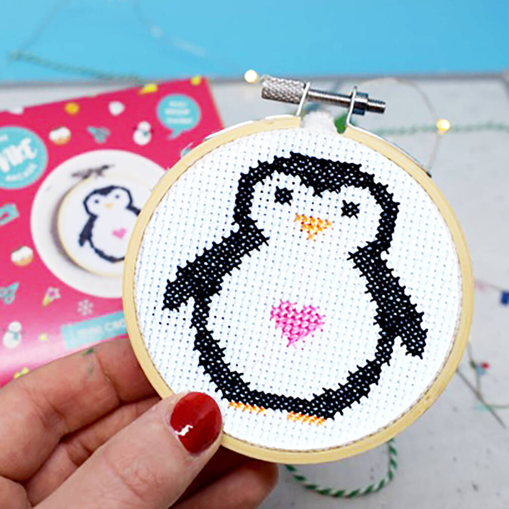penelope penguin cross stitch bauble kit by the make arcade ...