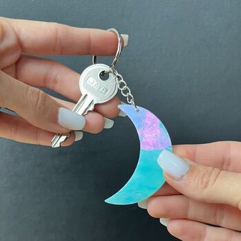 Glass Moon Keyring By MMC Glass